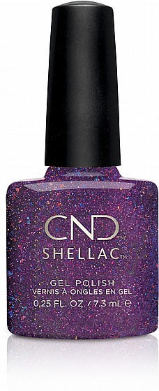 CND Shellac Nordic Lights - לק ג'ל היפואלרגני בצבע סגול כהה מנצנץ חצי ...